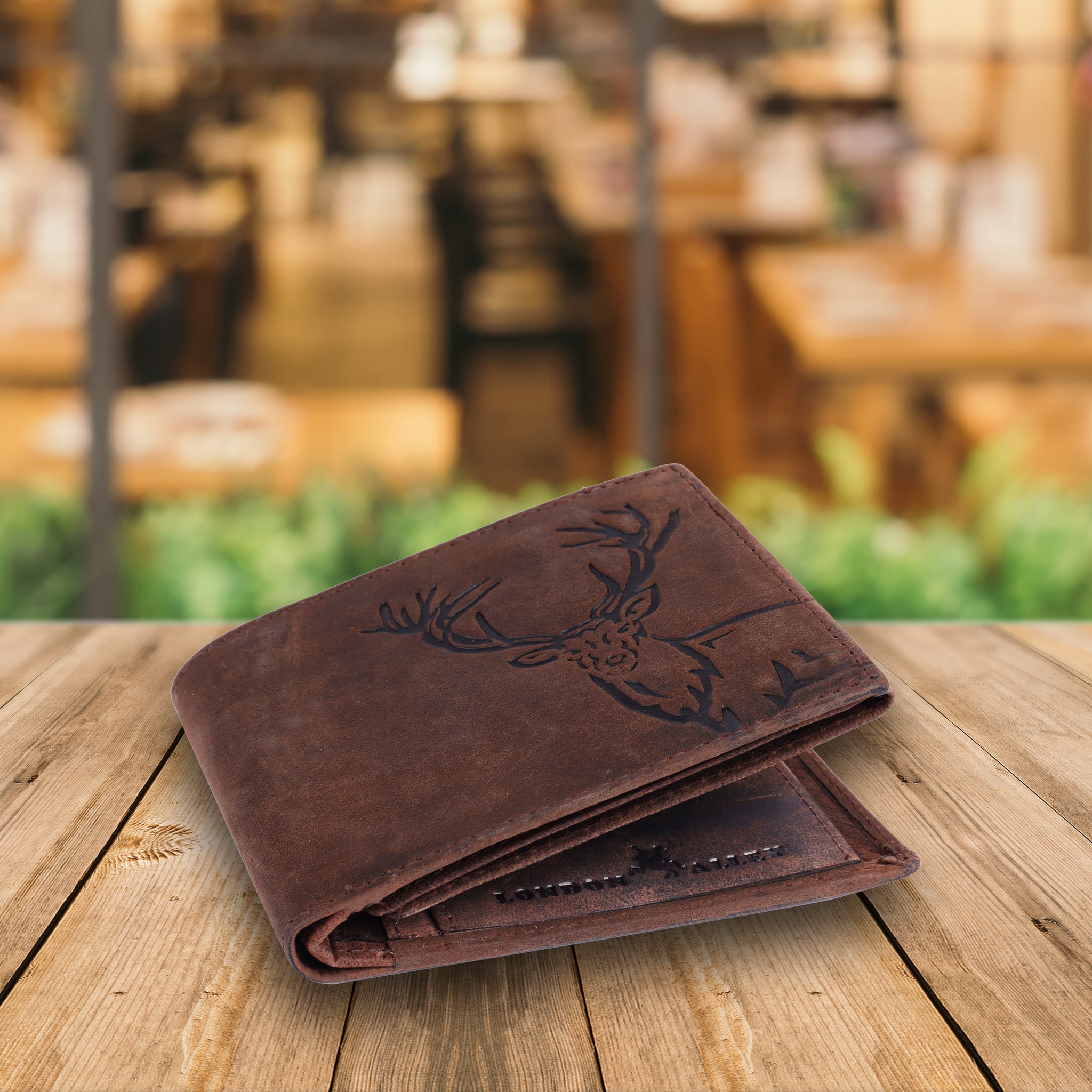 LONDON ALLEY Elk Vintage Brown RFID Blocking Men's Leather Wallet ...