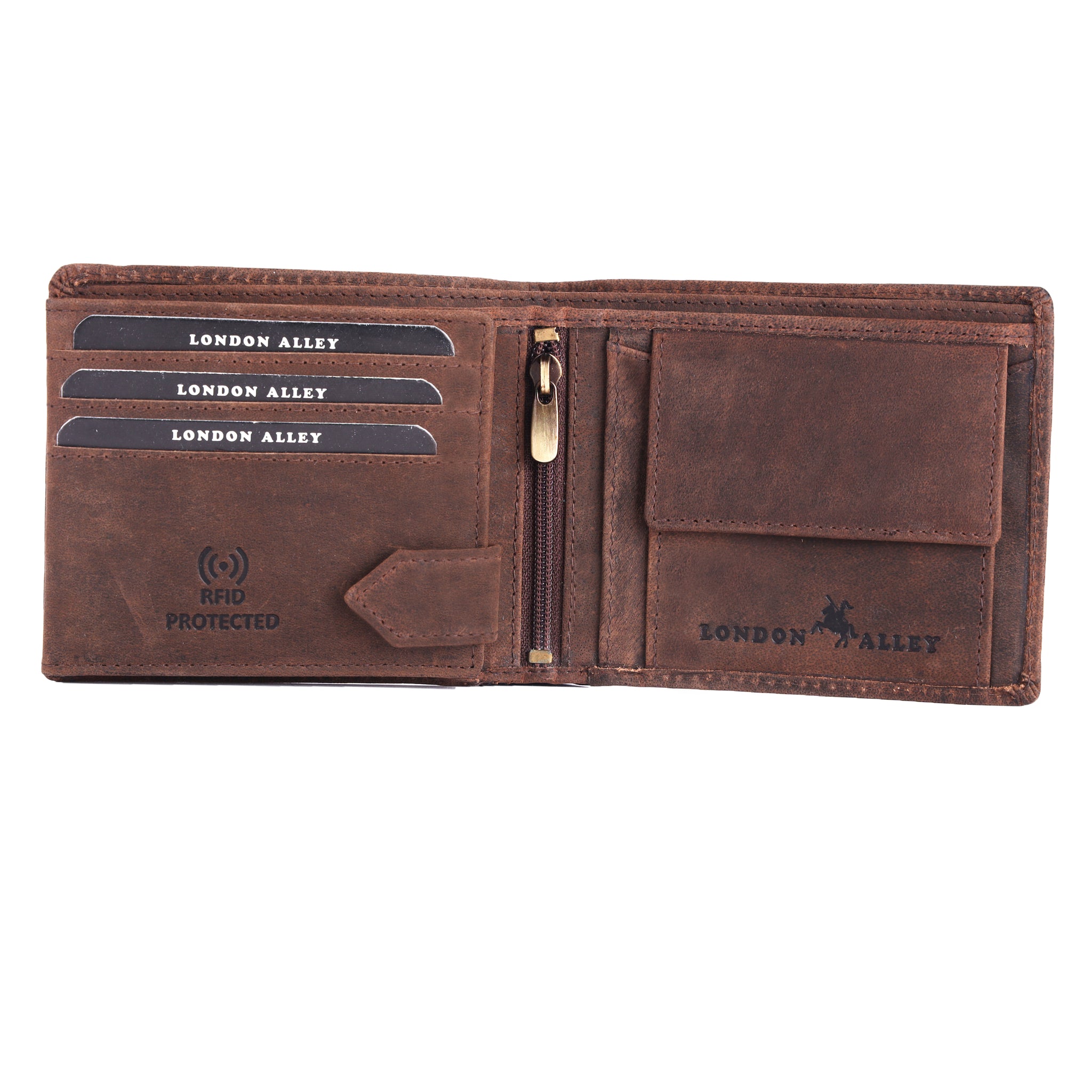 LONDON ALLEY Elk Vintage Brown RFID Blocking Men's Leather Wallet ...