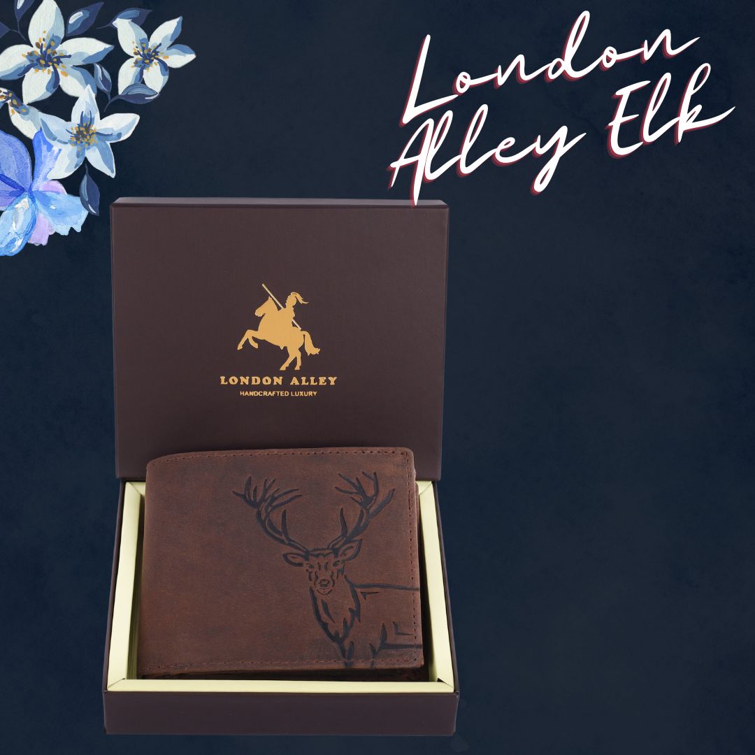 LONDON ALLEY Elk Vintage Brown RFID Blocking Men's Leather Wallet ...