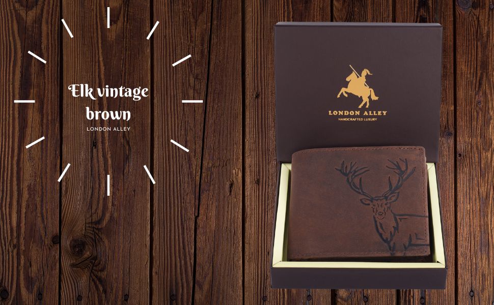 LONDON ALLEY Elk Vintage Brown RFID Blocking Men's Leather Wallet ...