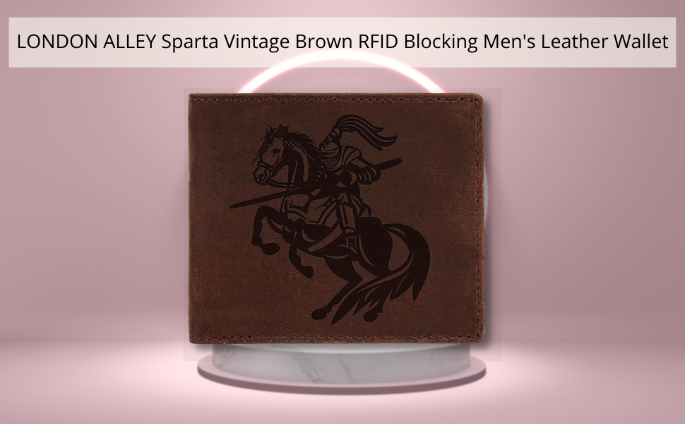 London Alley Sparta Vintage Brown RFID Blocking Leather Wallet & Pen C ...